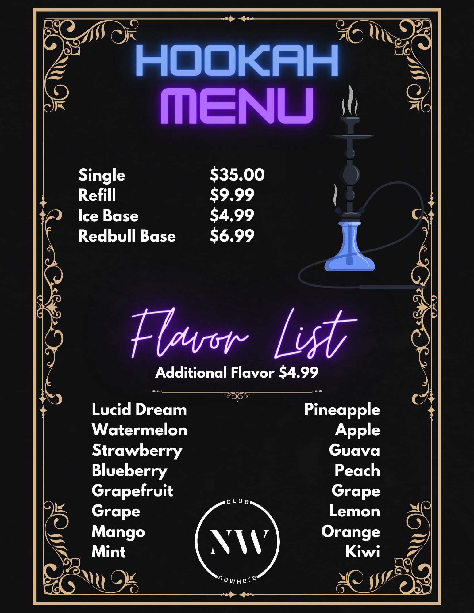 Menu » The Nowhere Lounge